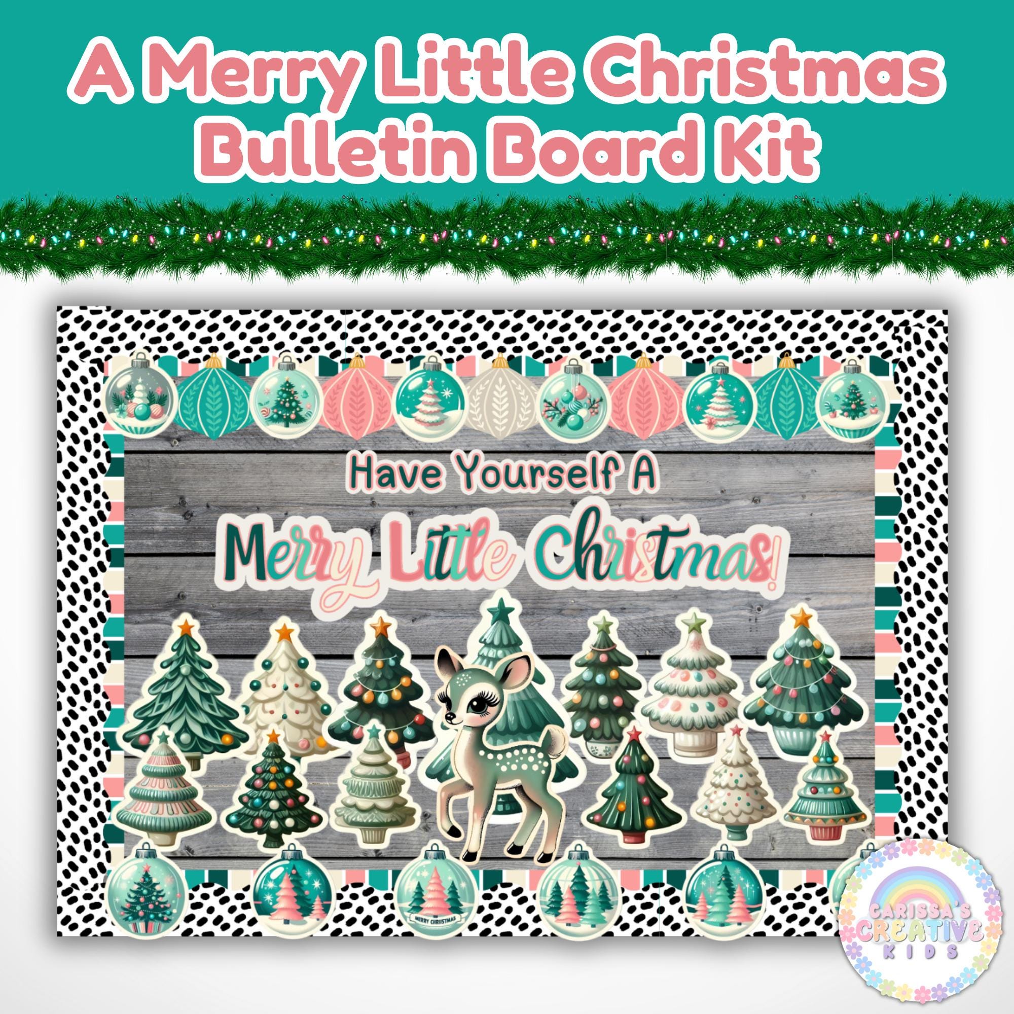 Vintage Christmas Bulletin Board Kit Retro Inspired Classroom Decor Di ...