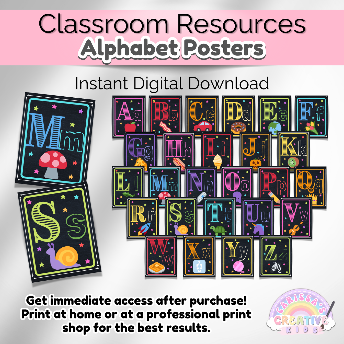 Rainbow Alphabet Posters Preschool Classroom Decor – Carissa's Creative ...