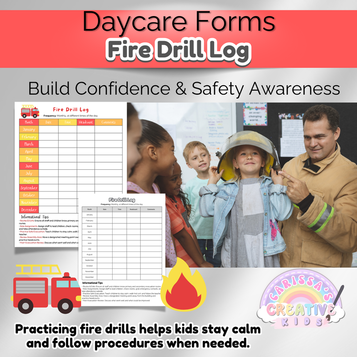 Fire Drill Log Template | Fire Drill Record Form – Carissa's Creative Kids
