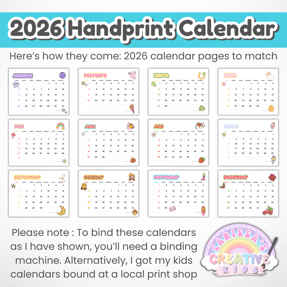 2026 Handprint Calendar – Printable Kids Craft with Editable Canva Cov ...