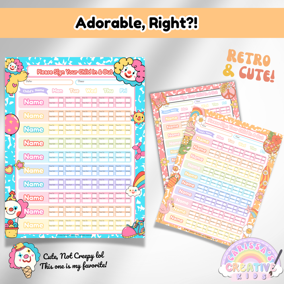 Childcare Sign in and Out Sheets | Printable PDF Canva Template ...