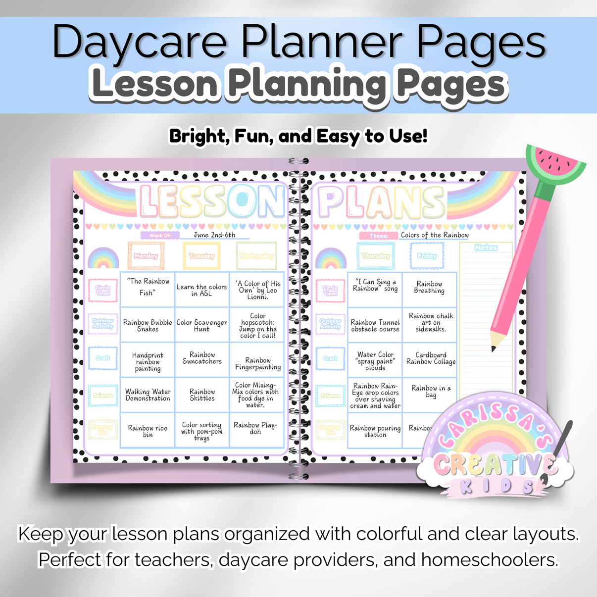 Daycare Lesson Planning Pages Daycare Teacher Binder – Carissa's ...