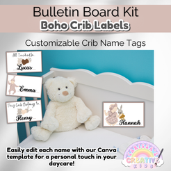 Boho Daycare Crib Labels Infant Classroom Printables Template | Cubbie ...