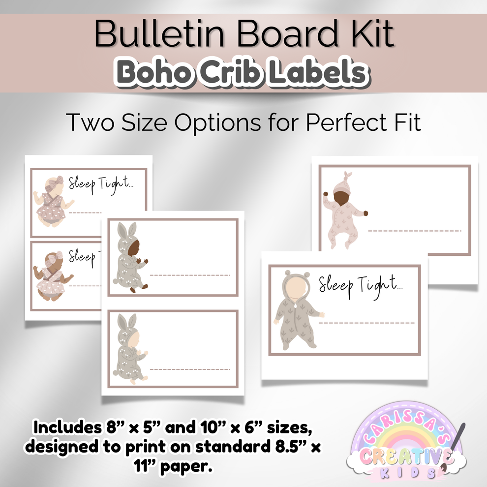 Boho Daycare Crib Labels Infant Classroom Printables Template | Cubbie ...