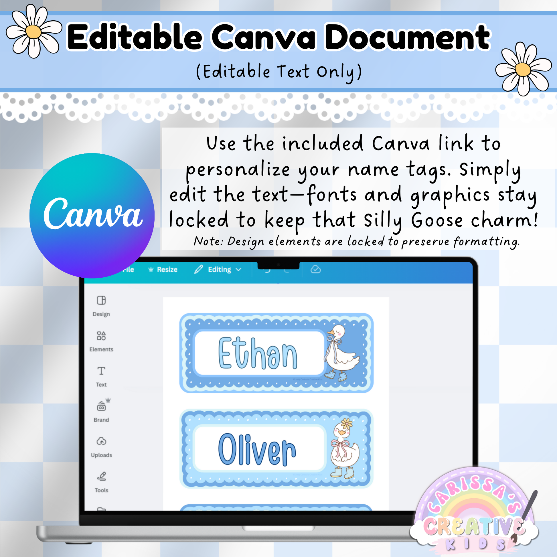 name tag template editable