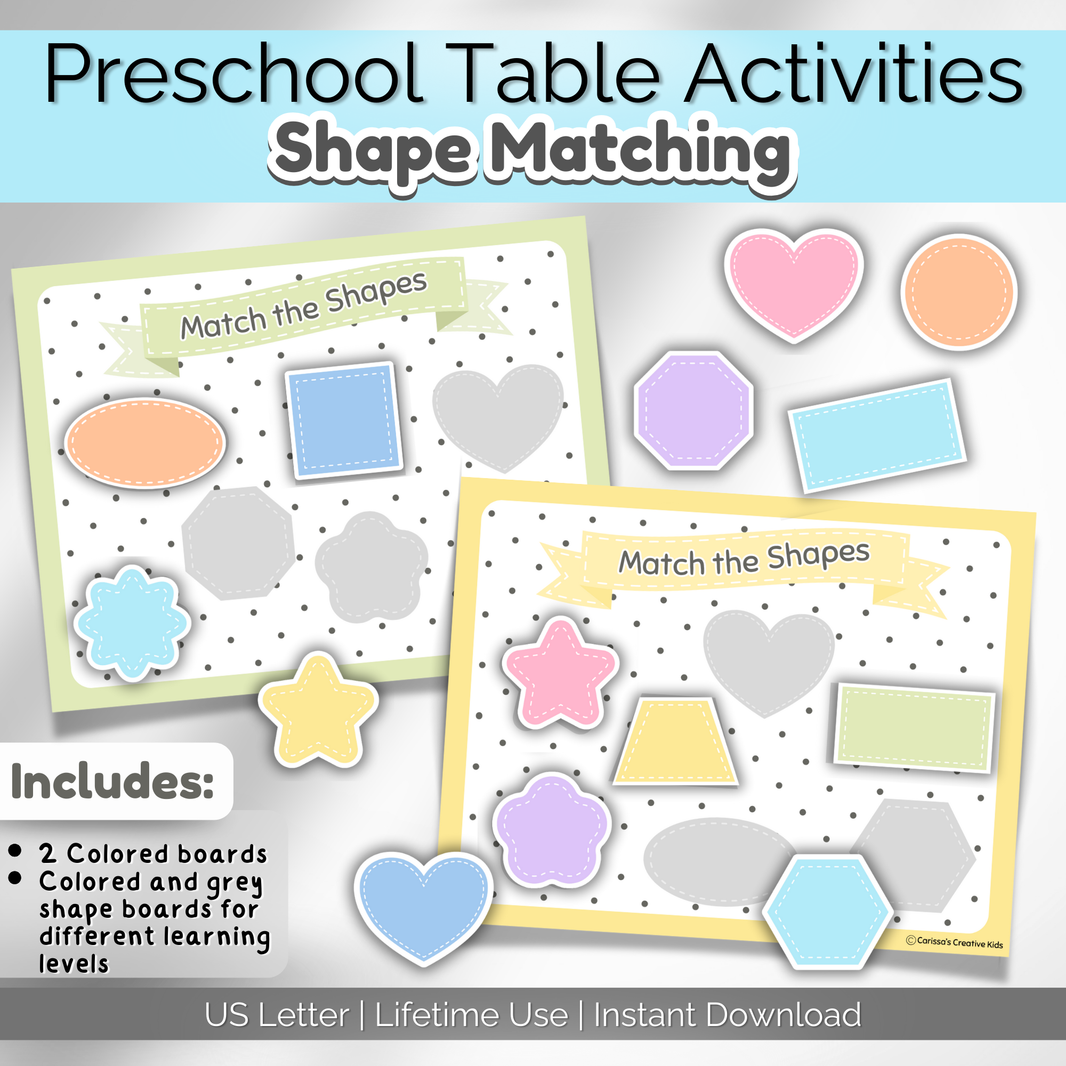 Preschool Table Activities | Early Learning Games & Printables ...