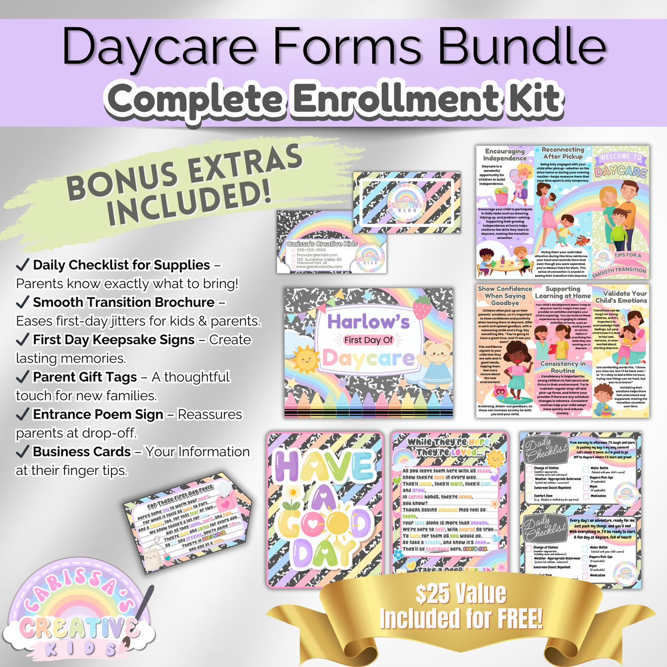 Daycare Enrollment Forms & Welcome Package – Carissa's Creative Kids