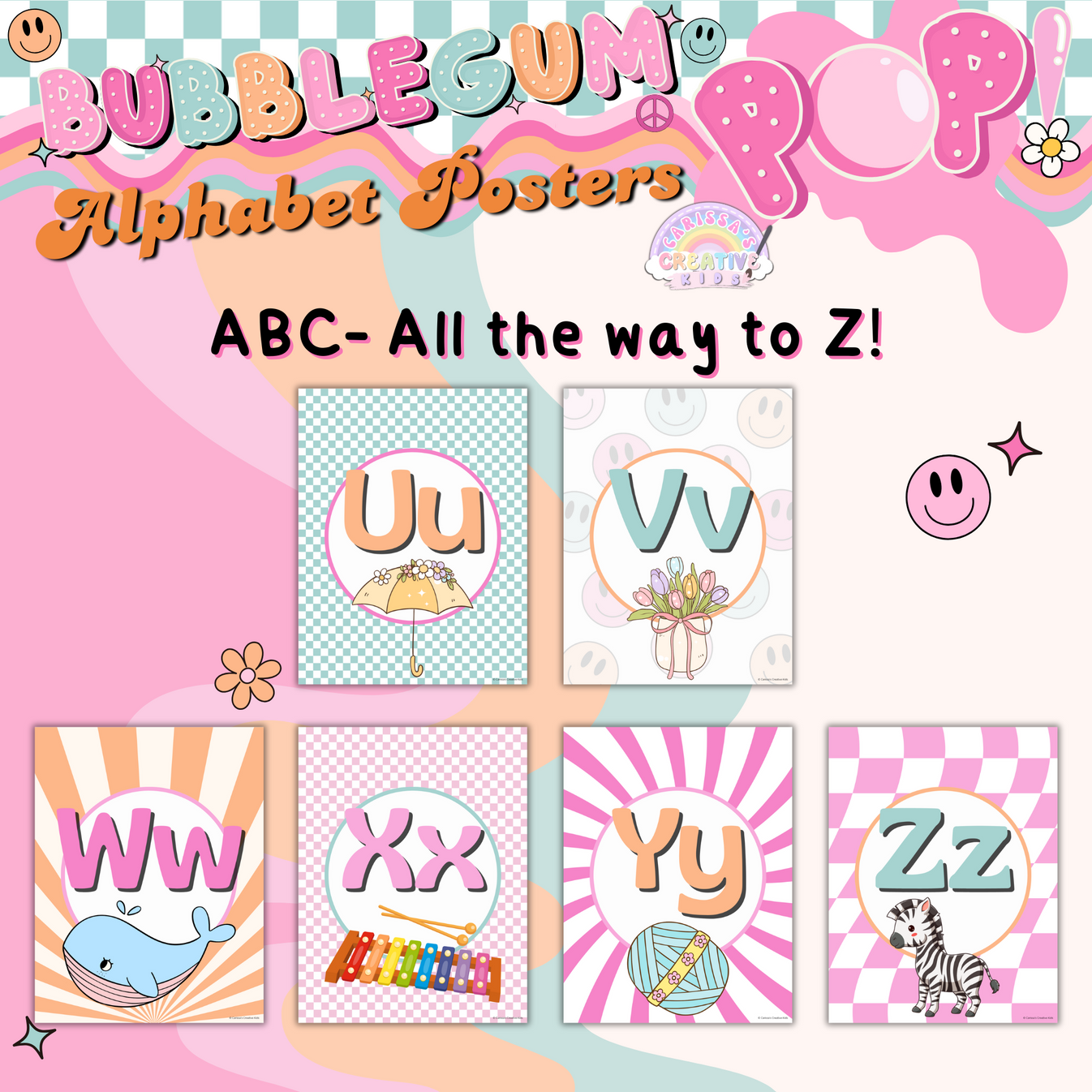 Retro Groovy Classroom Alphabet Posters | Preschool Letter Recognition ...