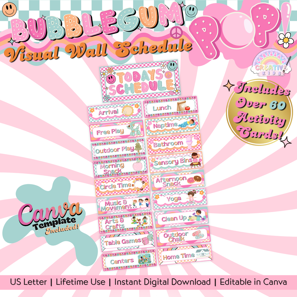 Bubblegum Pop! Preschool Classroom Visual Schedule Cards – Carissa's ...