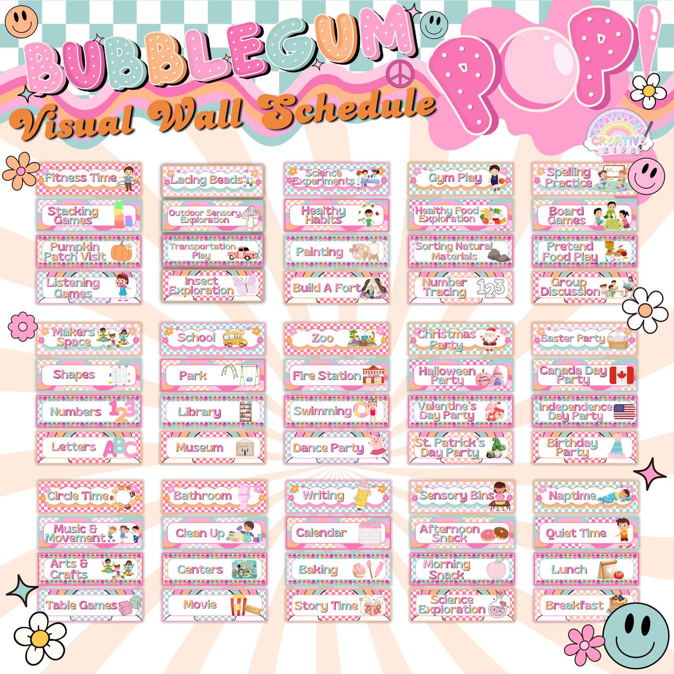 Bubblegum Pop! Preschool Classroom Visual Schedule Cards – Carissa's ...