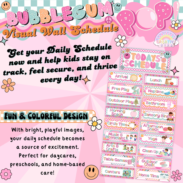 Bubblegum Pop! Preschool Classroom Visual Schedule Cards – Carissa's ...