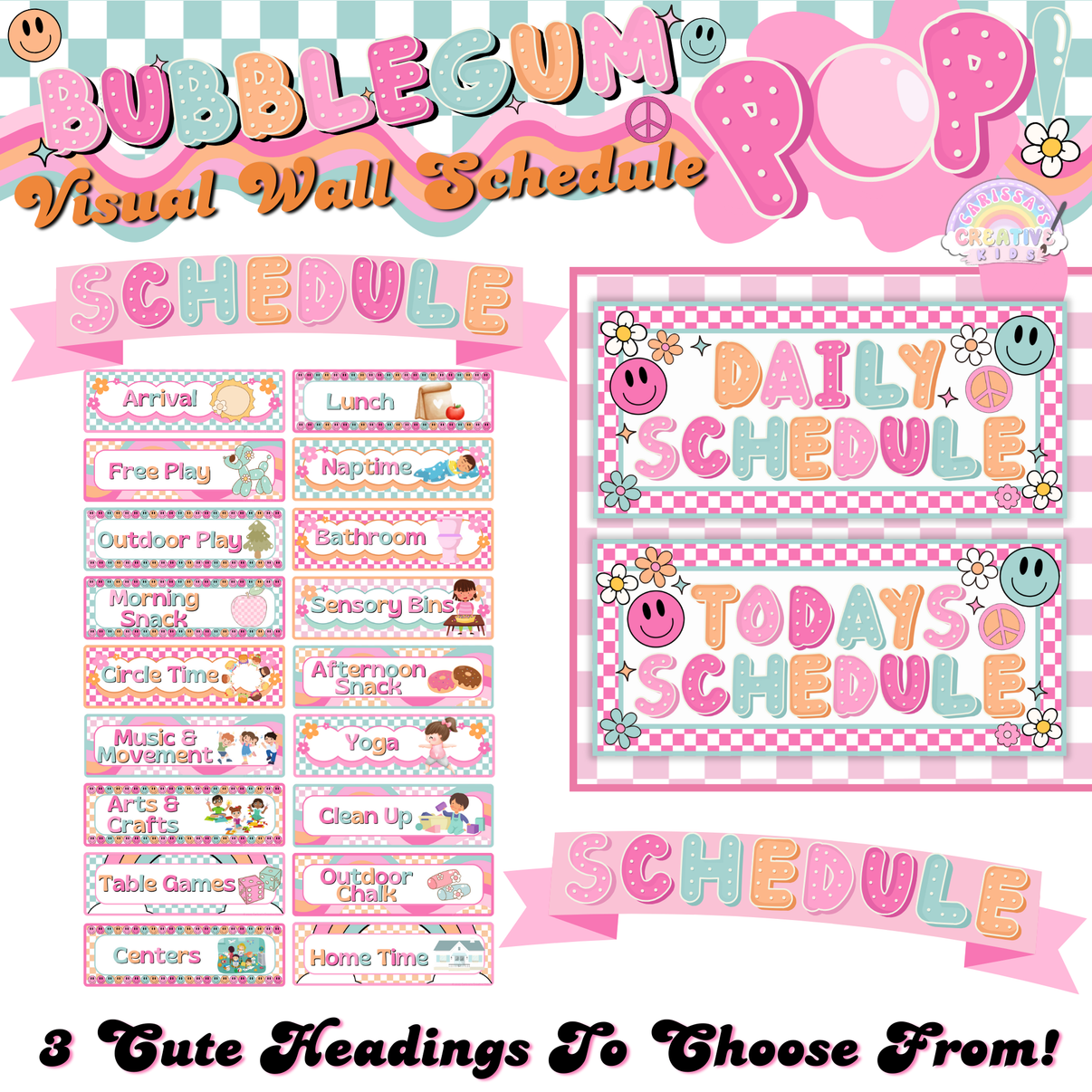 Bubblegum Pop! Preschool Classroom Visual Schedule Cards – Carissa's ...