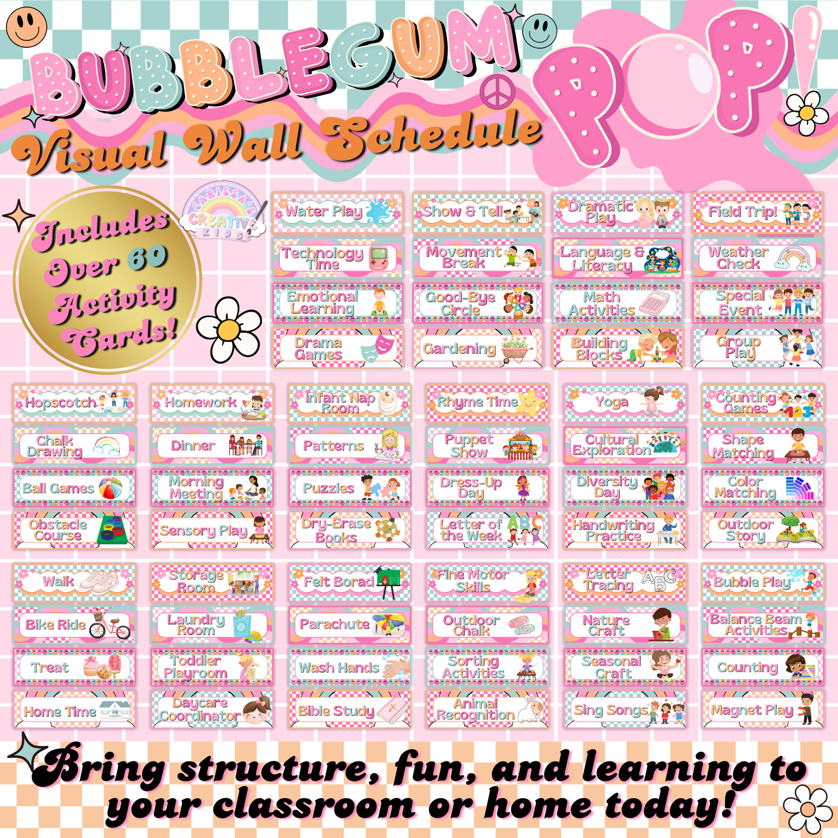 Bubblegum Pop! Preschool Classroom Visual Schedule Cards – Carissa's ...