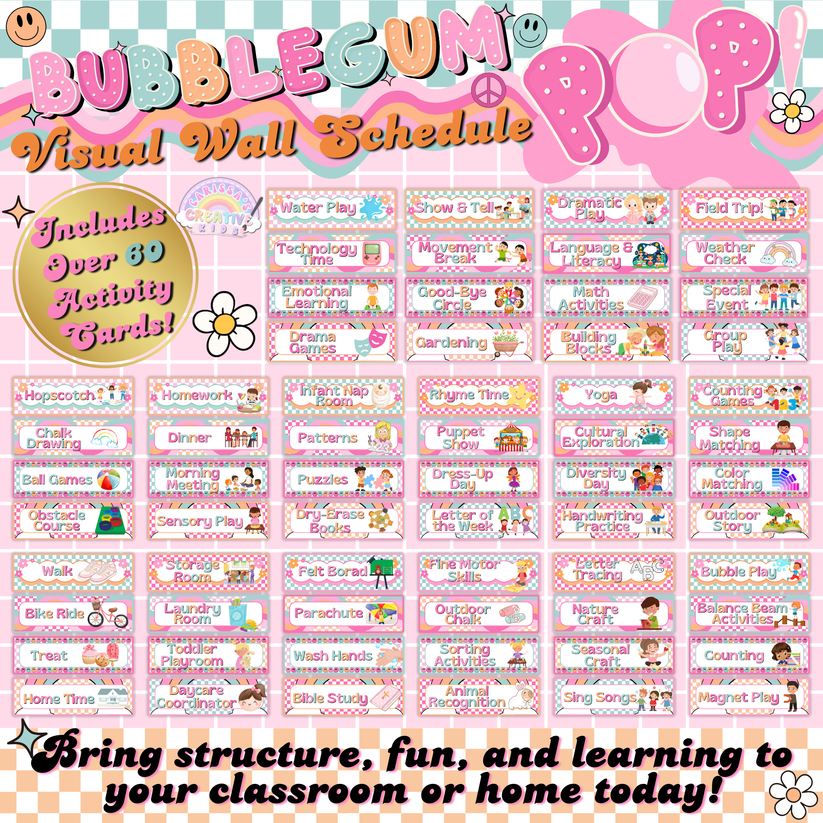 Bubblegum Pop! Preschool Classroom Visual Schedule Cards – Carissa's ...