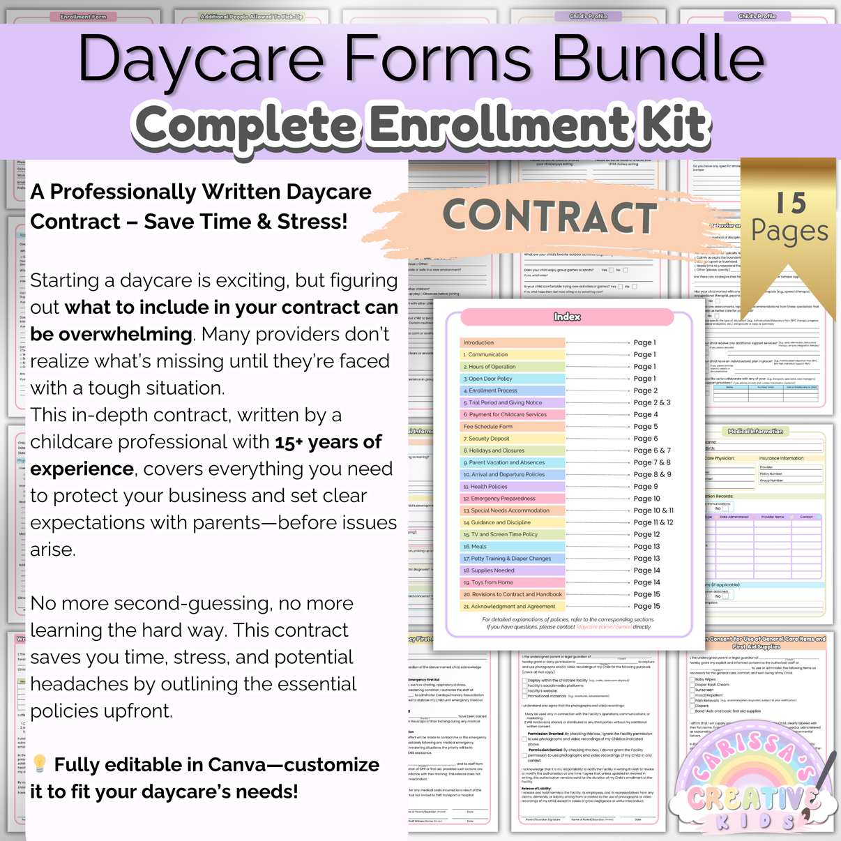 Daycare Enrollment Forms & Welcome Package – Carissa's Creative Kids