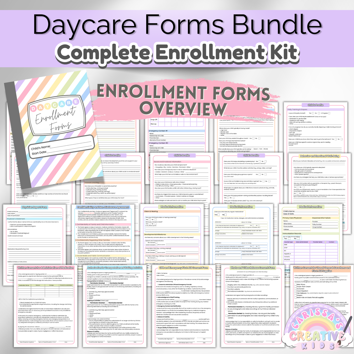 Daycare Enrollment Forms & Welcome Package – Carissa's Creative Kids