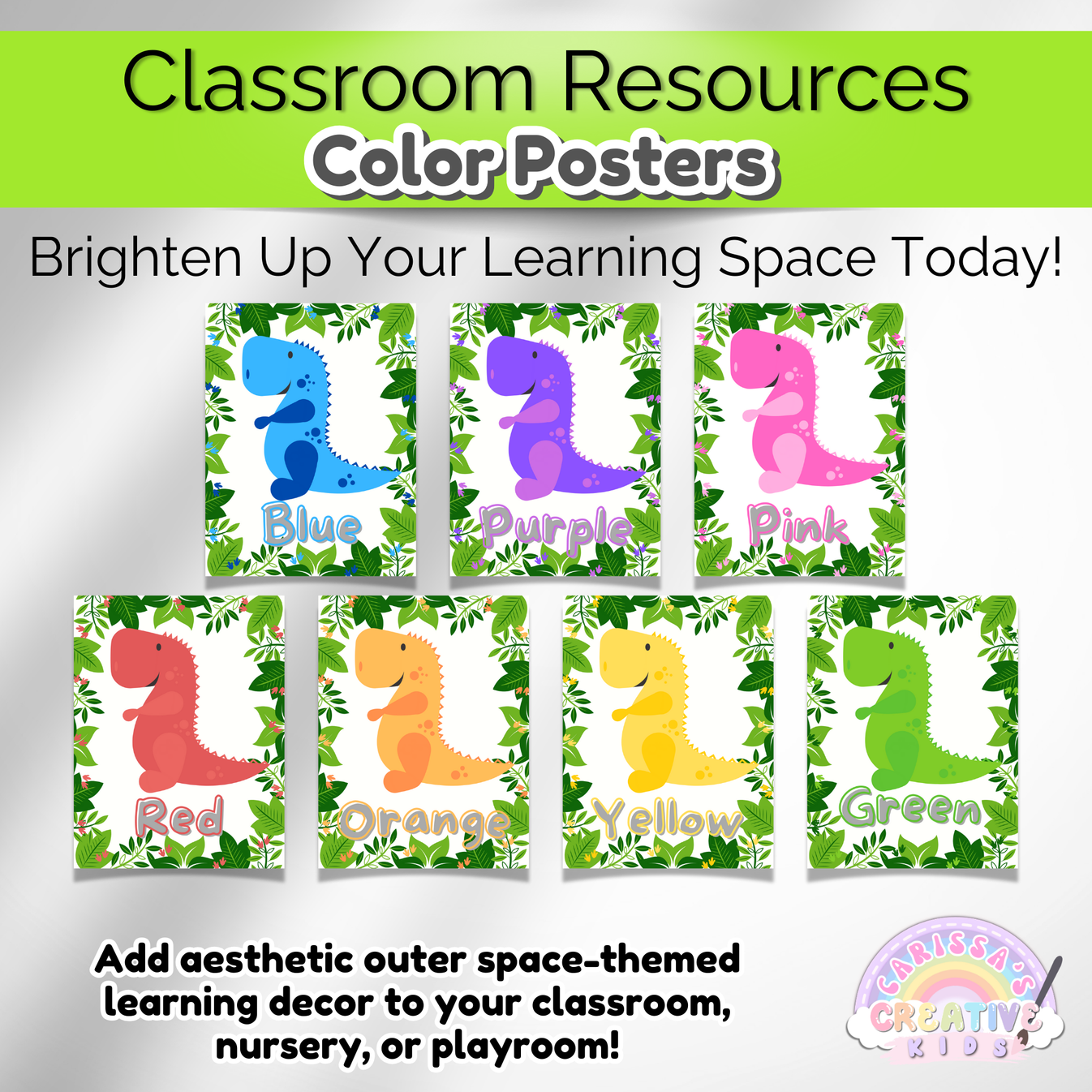 Dinosaur Theme Color Posters Daycare Classroom Decor | Prehistoric Pre ...