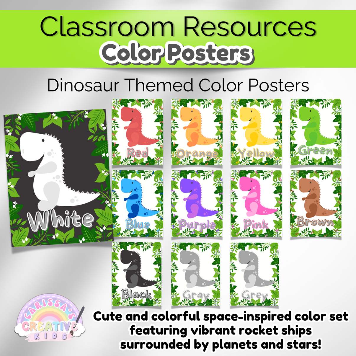 Dinosaur Theme Color Posters Daycare Classroom Decor | Prehistoric Pre ...