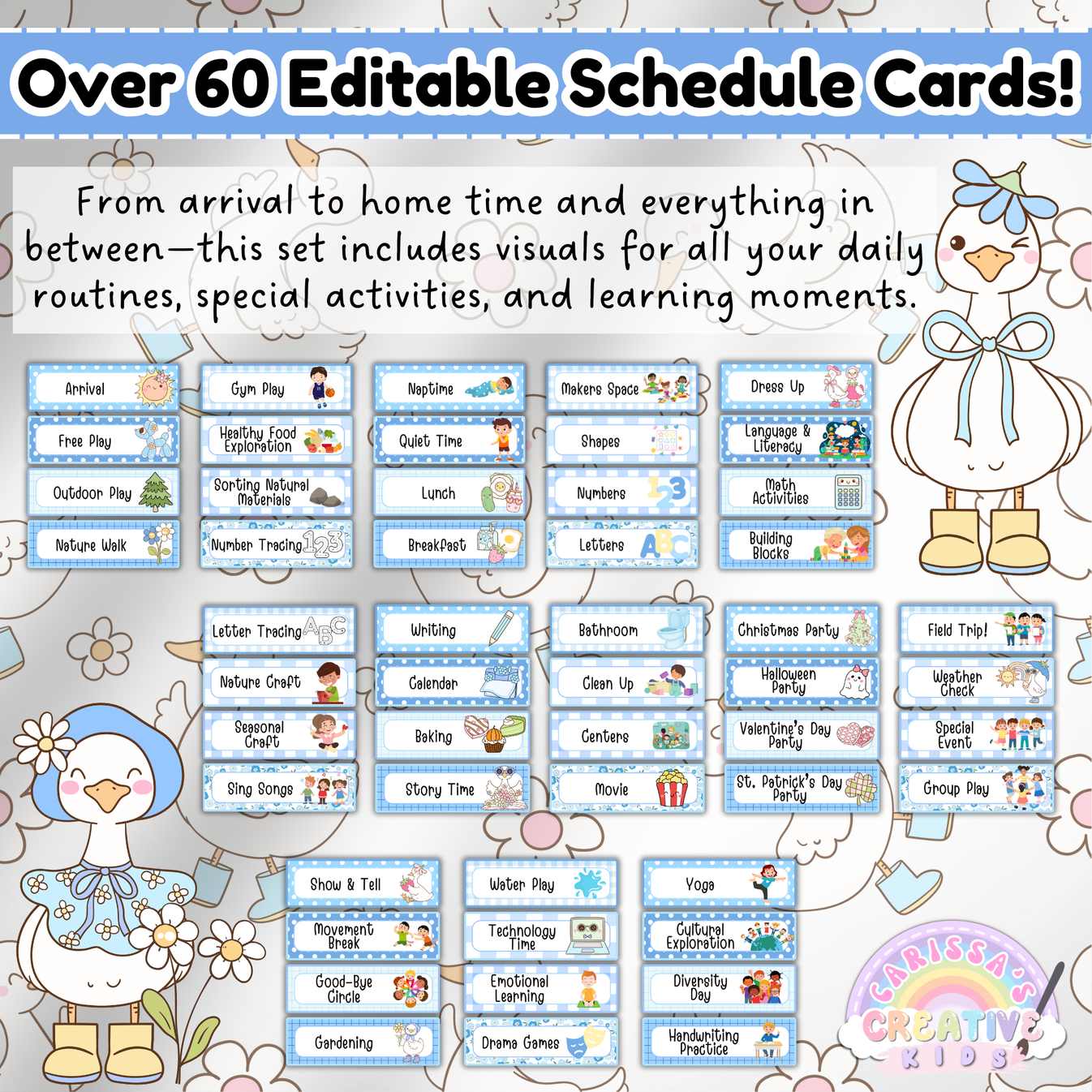 Visual Schedule Cards for Daycare & Preschool | Editable Routine Chart ...