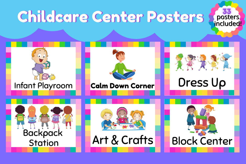 Daycare Center Signs & Station Labels for Preschool Classrooms ...