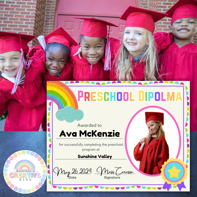 Editable Preschool Graduation Certificate | Pre K Diploma | Daycare En ...