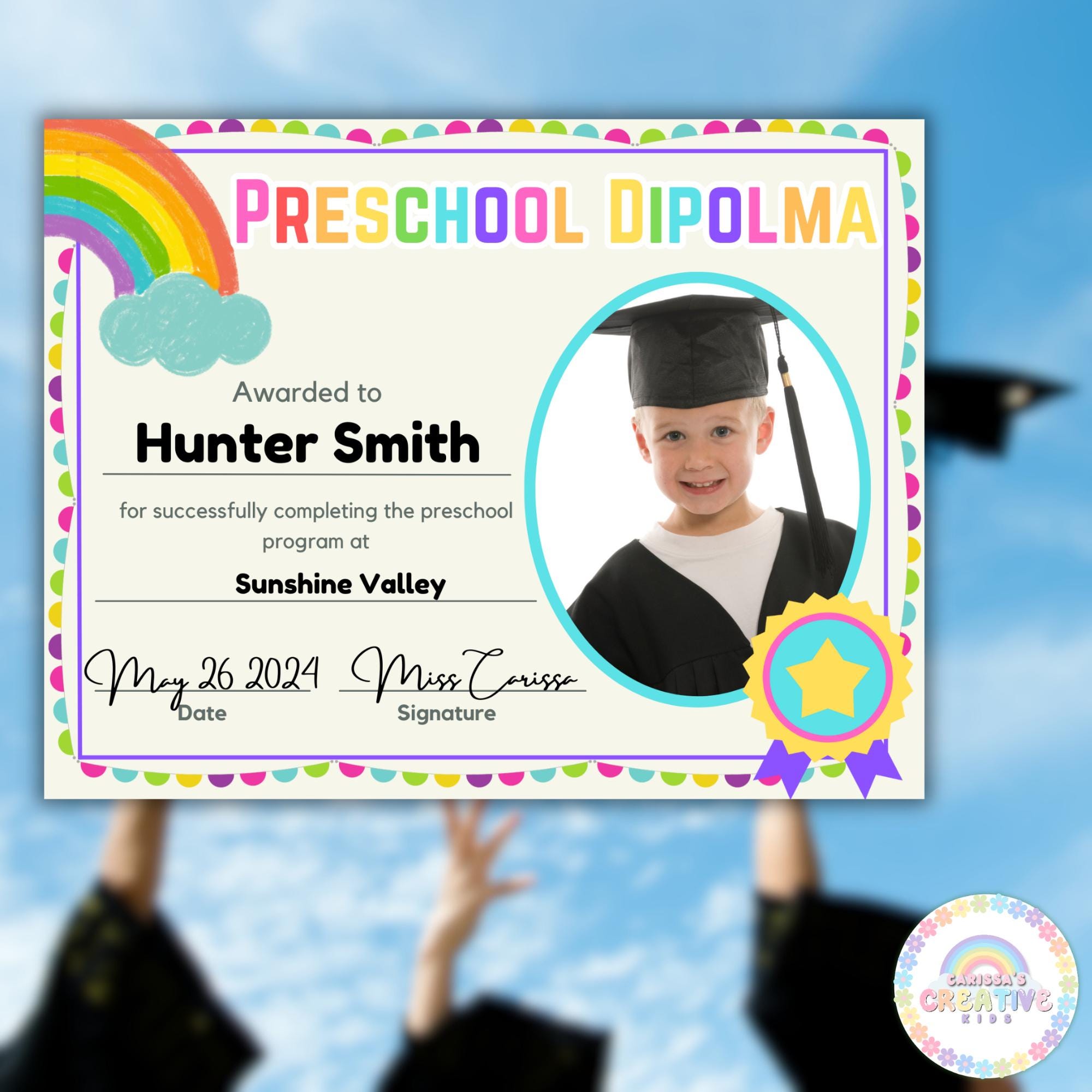 Editable Preschool Graduation Certificate | Pre K Diploma | Daycare En ...