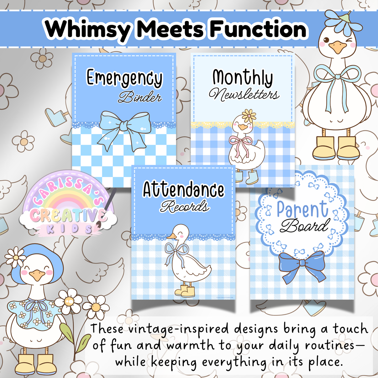 Editable Binder Covers and Spines – Silly Goose Classroom Theme for Te ...