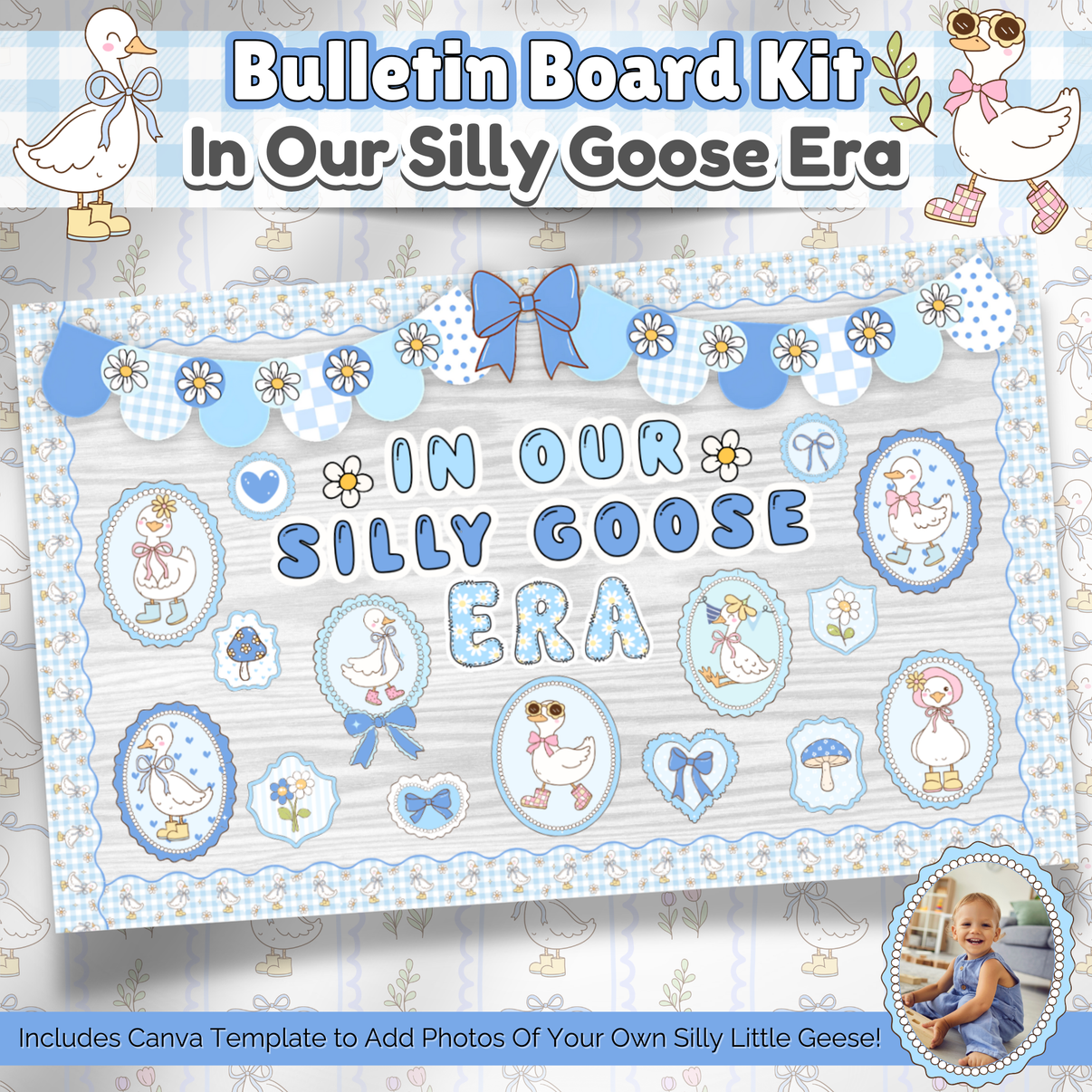 Vintage Retro Blue Ribbon Country Goose Bulletin Board Kit | Silly Goo ...