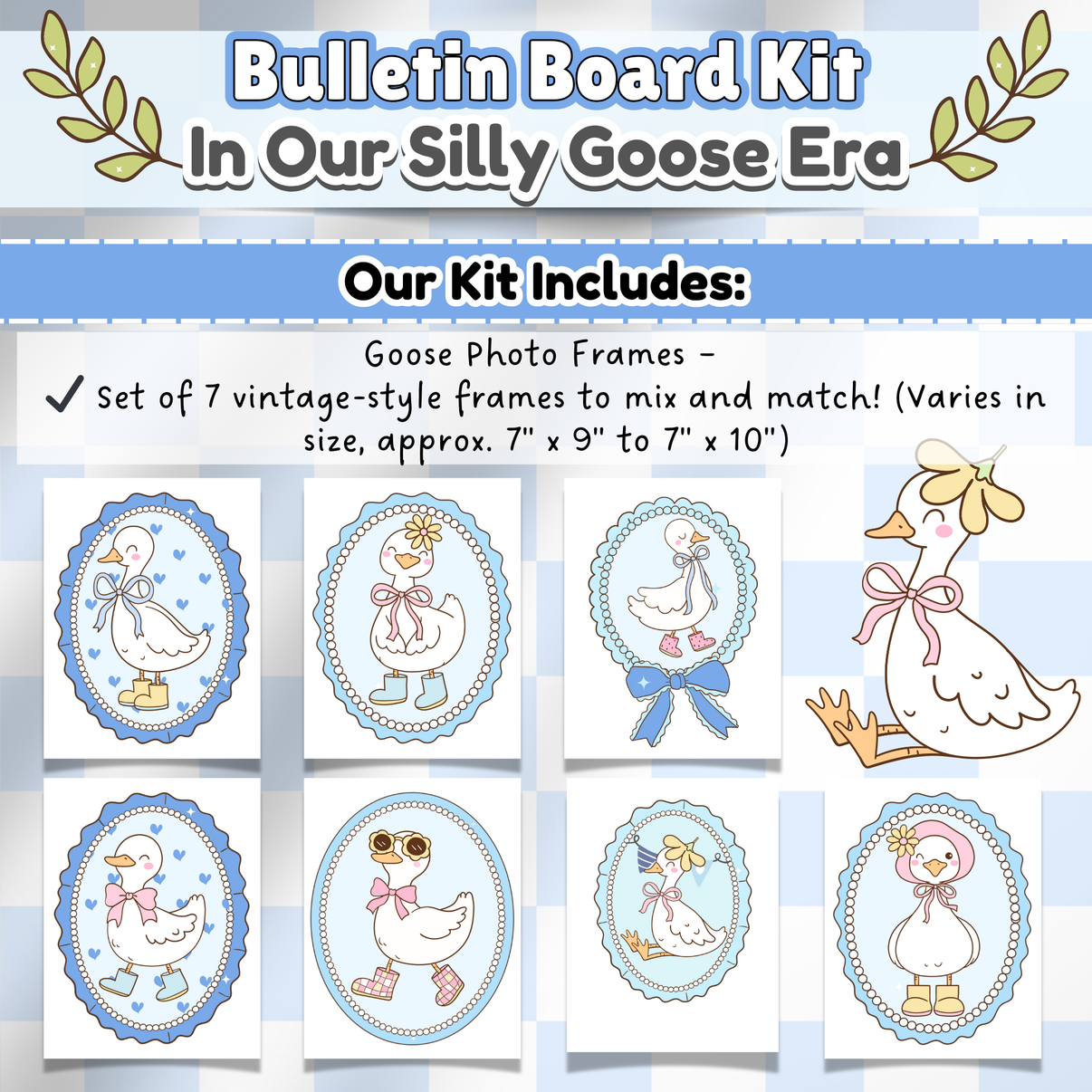 Vintage Retro Blue Ribbon Country Goose Bulletin Board Kit | Silly Goo ...