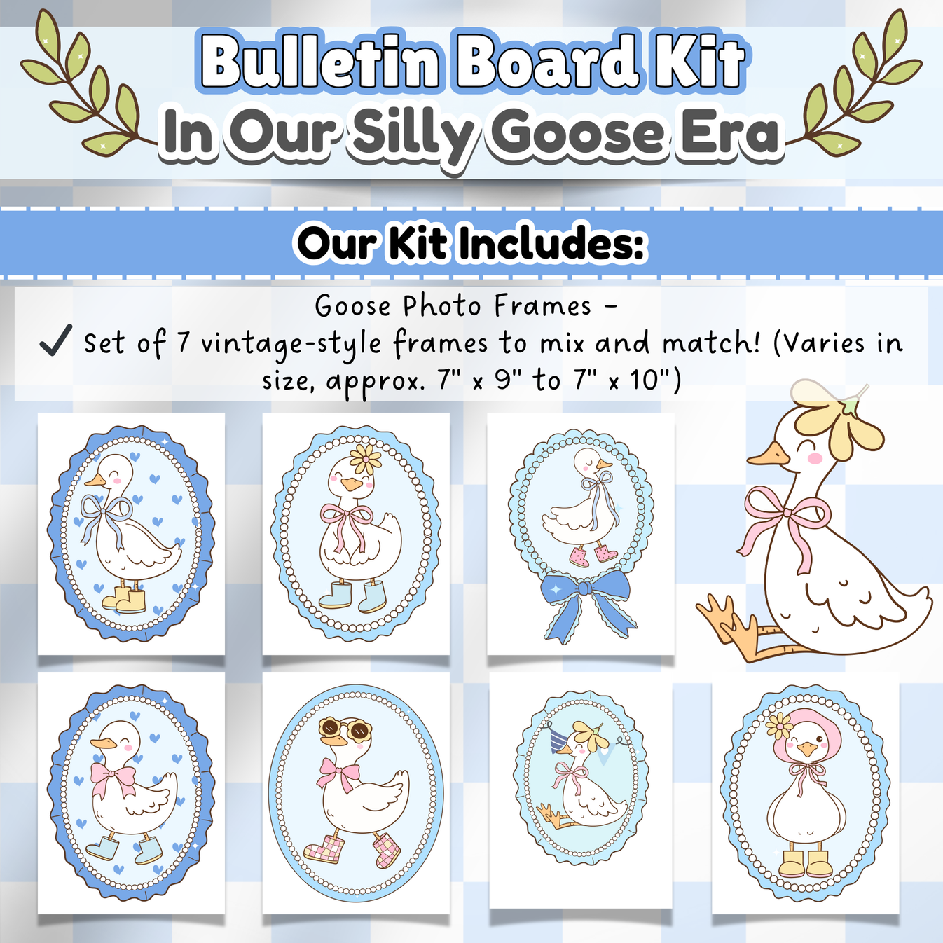 Vintage Retro Blue Ribbon Country Goose Bulletin Board Kit | Silly Goo ...