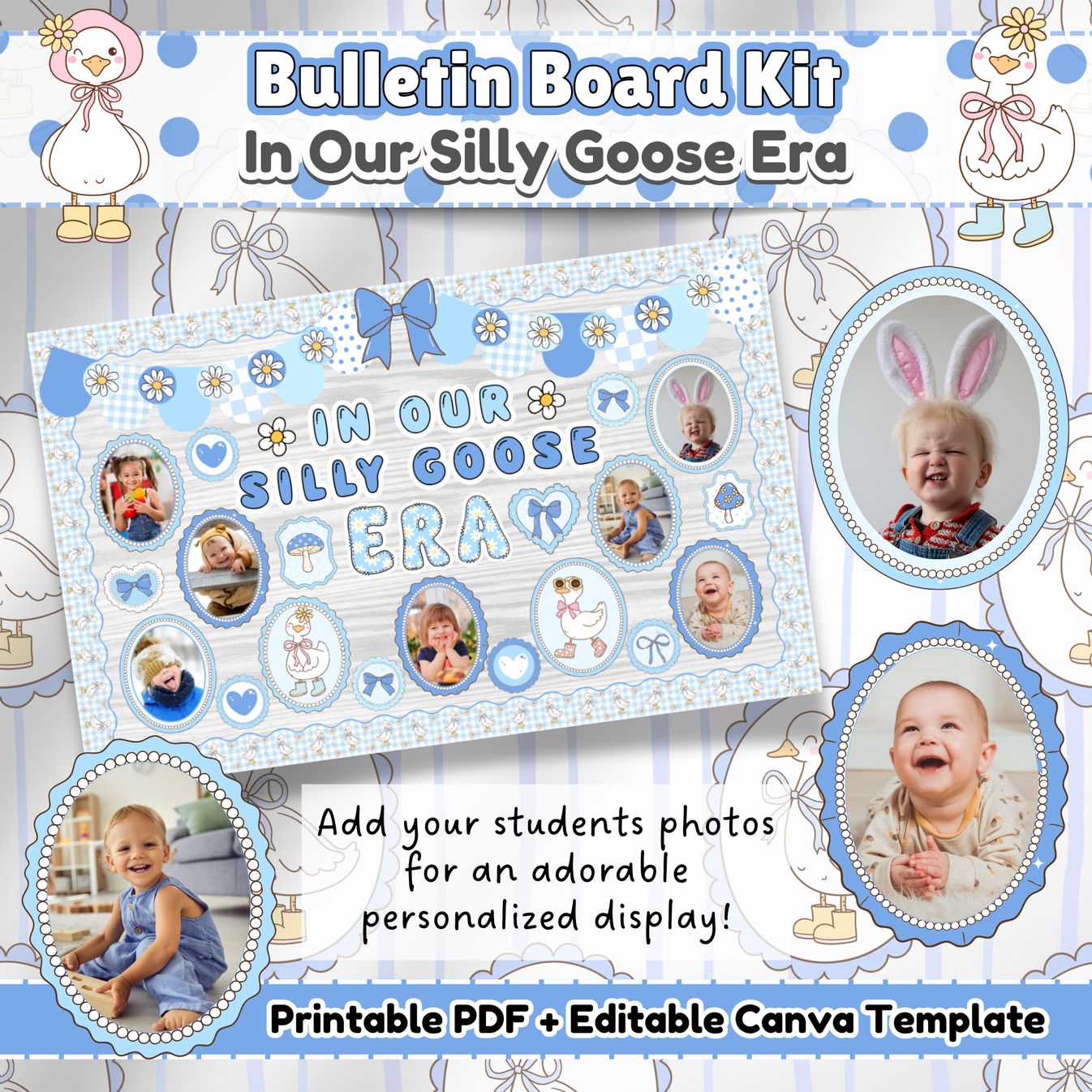 Vintage Retro Blue Ribbon Country Goose Bulletin Board Kit | Silly Goo ...