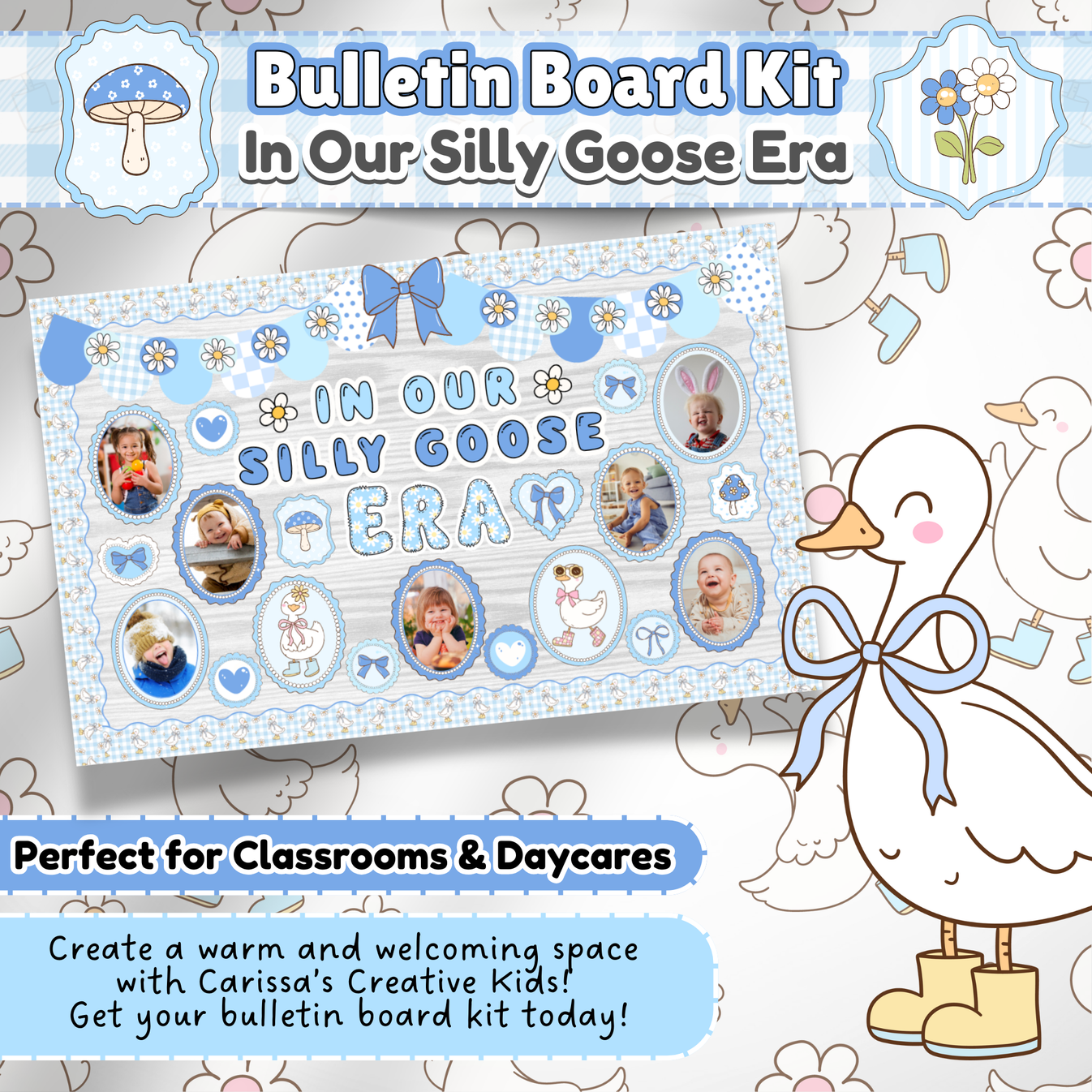 Vintage Retro Blue Ribbon Country Goose Bulletin Board Kit | Silly Goo ...