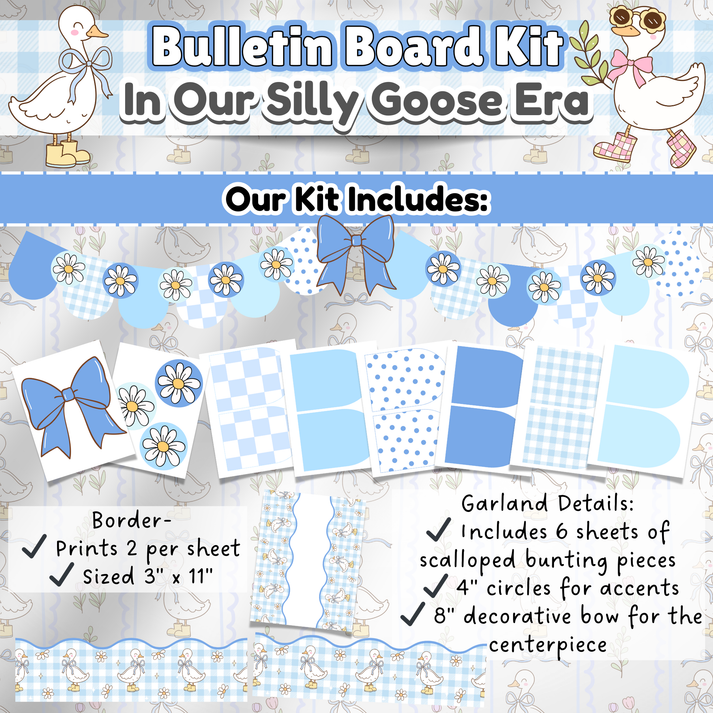 Vintage Retro Blue Ribbon Country Goose Bulletin Board Kit | Silly Goo ...